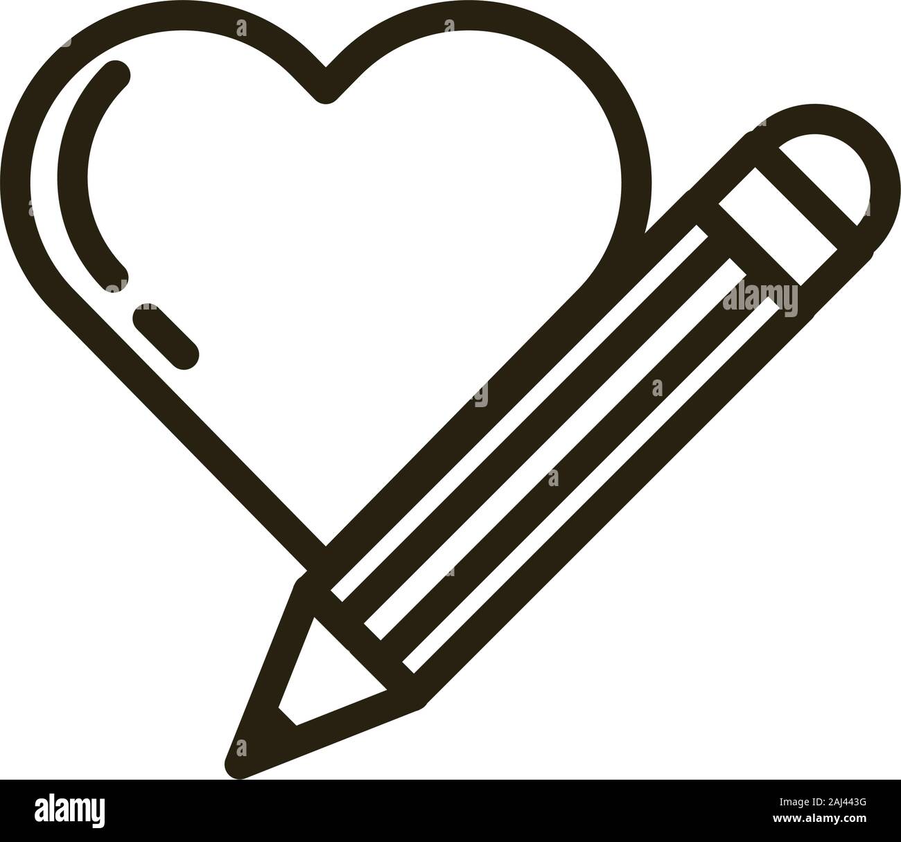 happy valentines day heart with pencil Stock Vector Image & Art - Alamy