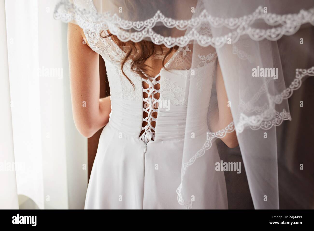 Happy bridal morning. Bride getting ready. Wedding photo Stock Photo ...