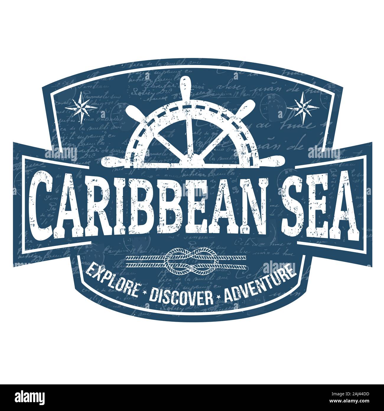 Caribbean sea sign or stamp on white background, vector illustration ...