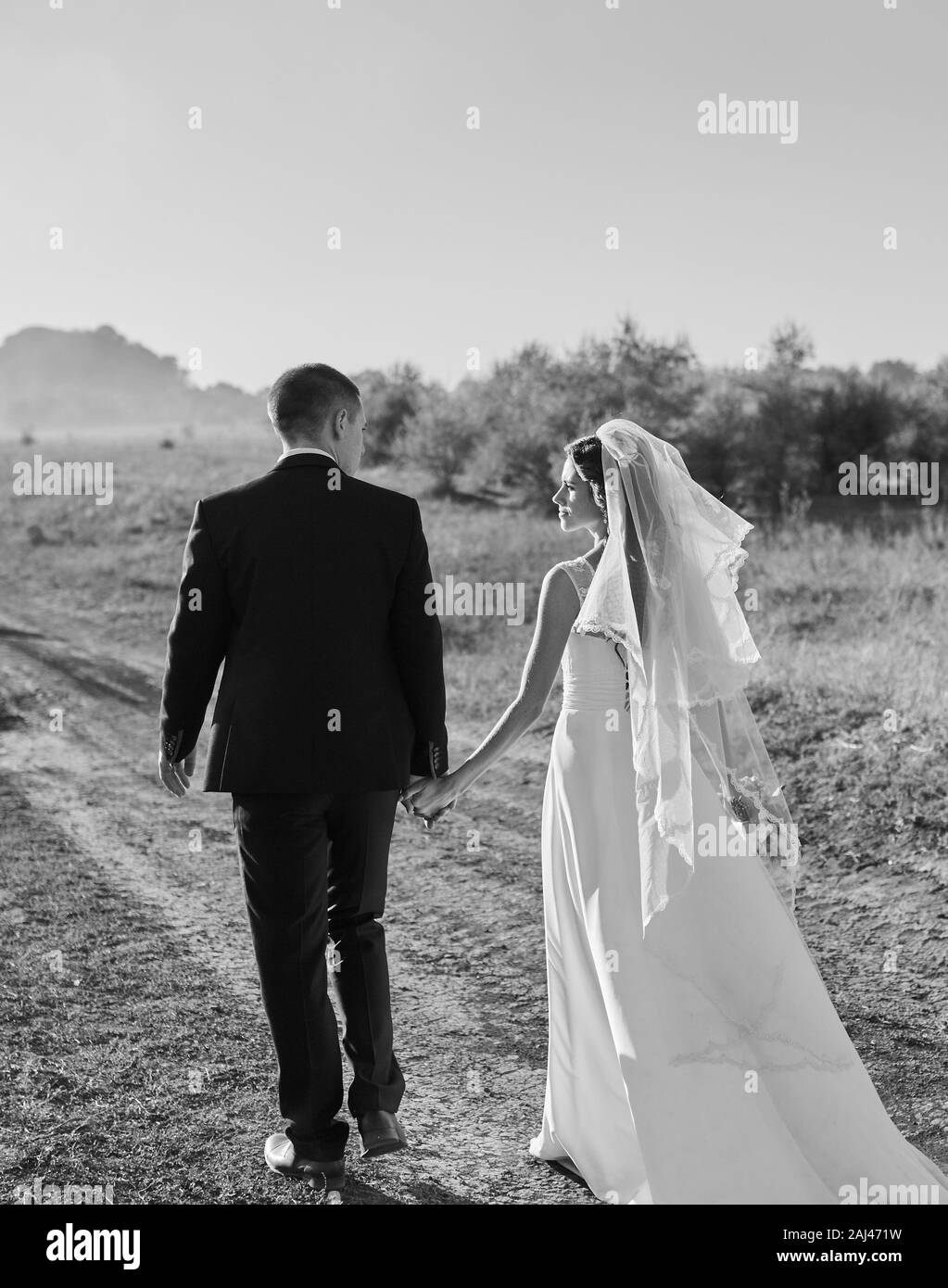 Bride in wreath on Black and White Stock Photos & Images - Alamy