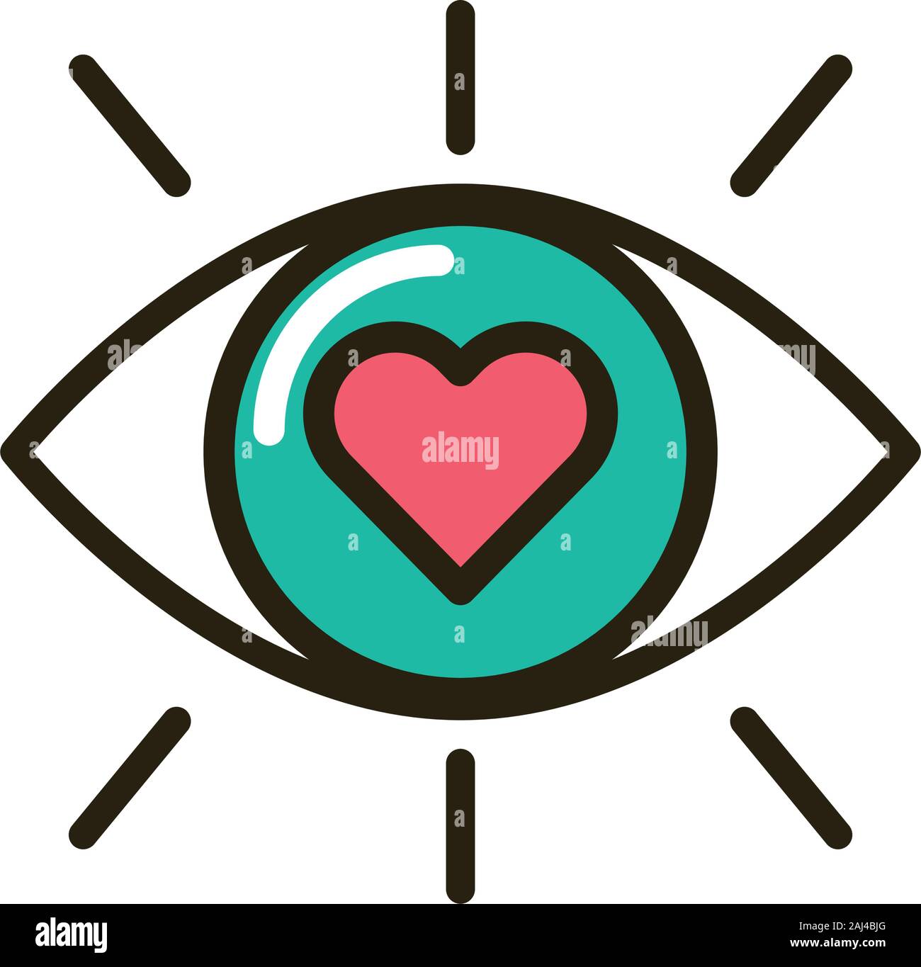 happy valentines day eye human with heart icon Stock Vector Image & Art ...
