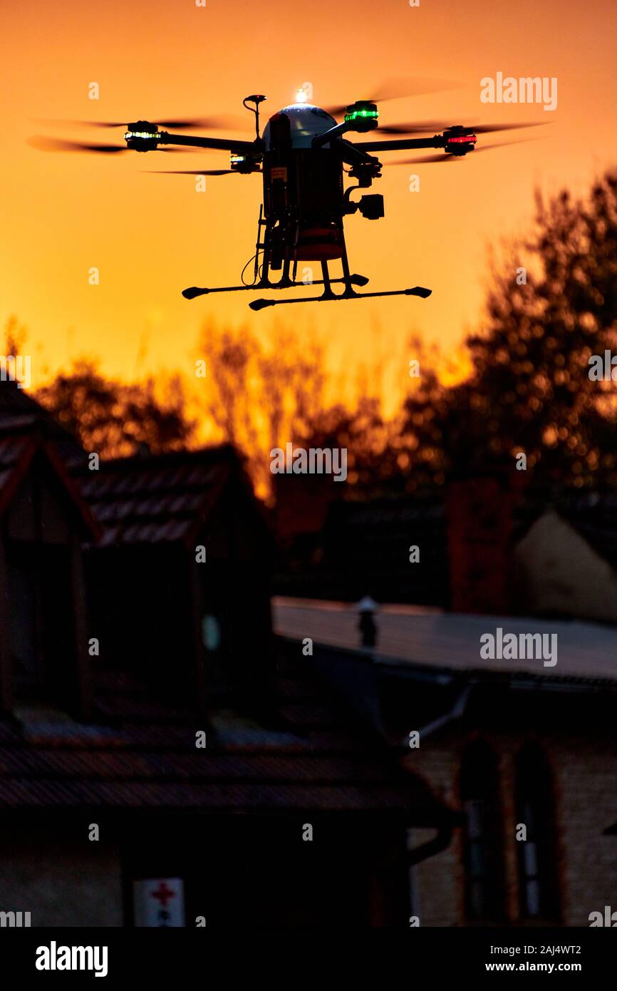 inovation drone with automated external defibrilator aed flying in ...