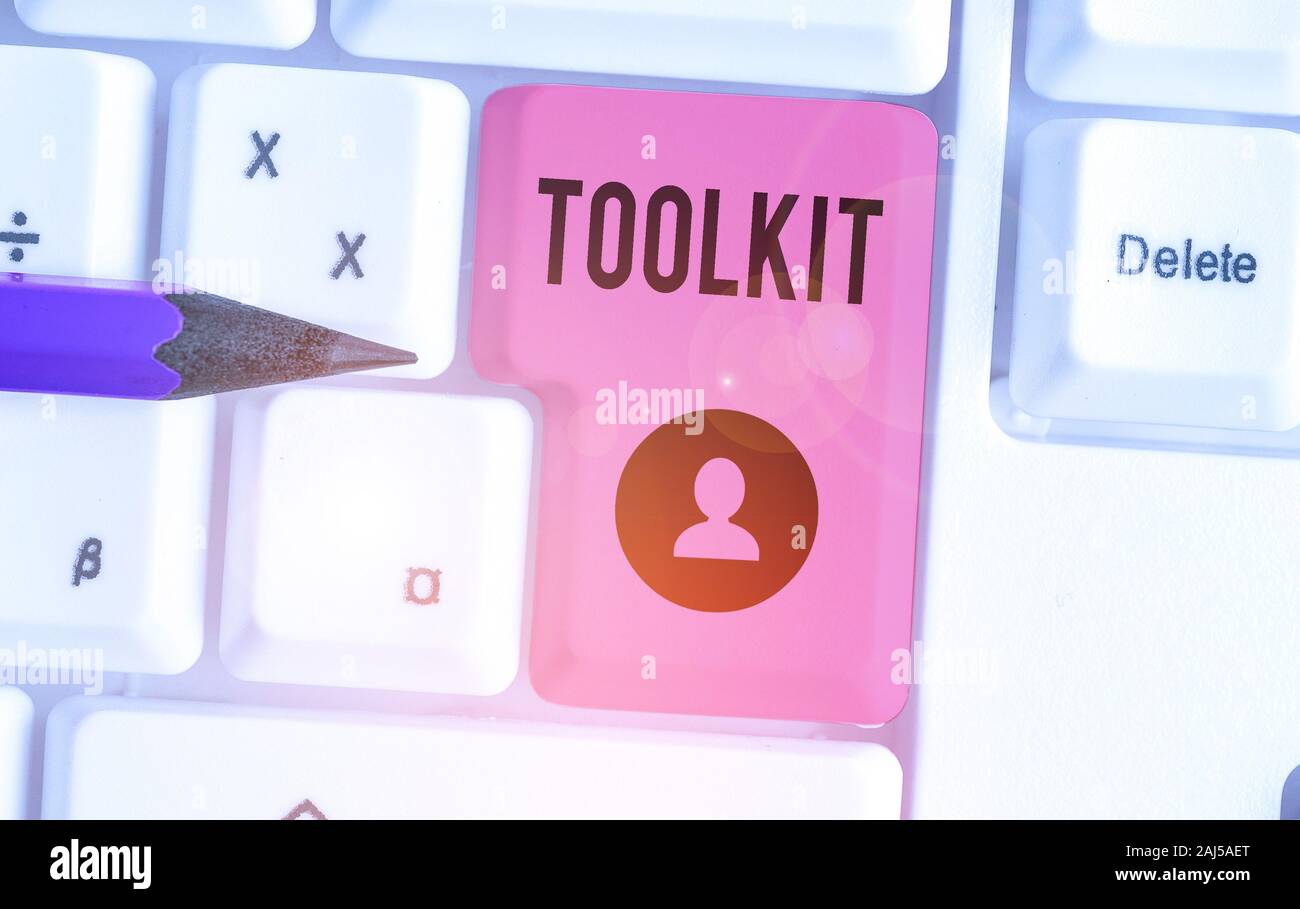 Writing note showing Toolkit. Business concept for set of tools kept in ...