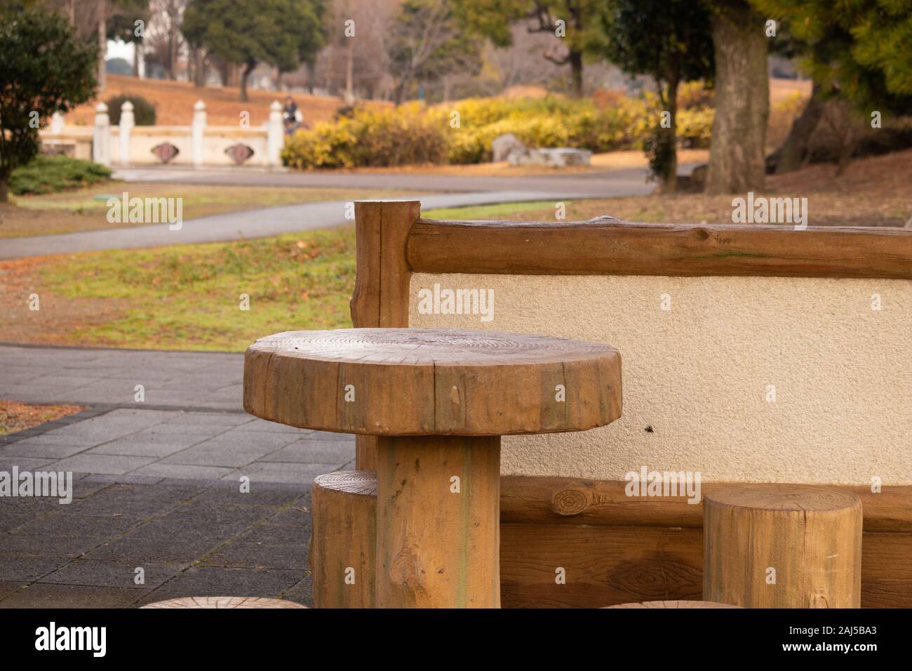 Beautiful rustic park table hi-res stock photography and images - Alamy