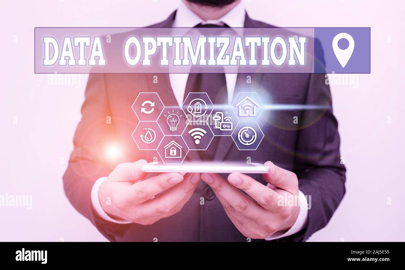 Writing note showing Data Optimization. Business concept for process ...