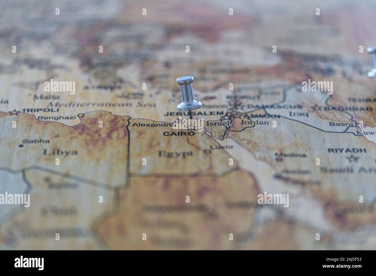 world map with map pins in some capital cities Stock Photo - Alamy