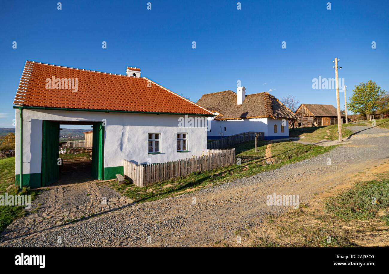 Historic rural farms in open-air museum Park Rochus, Uherske Hradiste ...