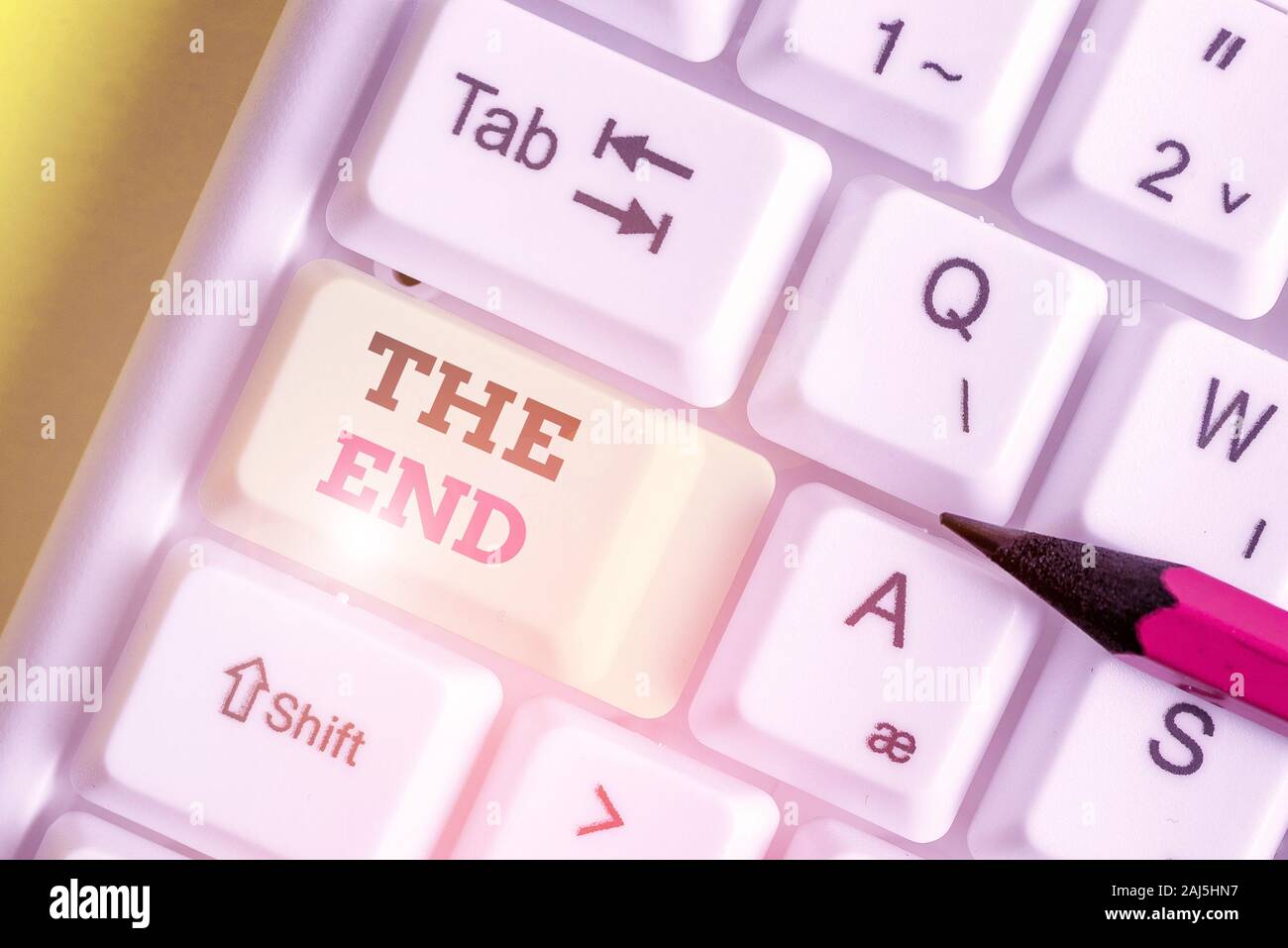 Handwriting text The End. Conceptual photo Final part of play ...