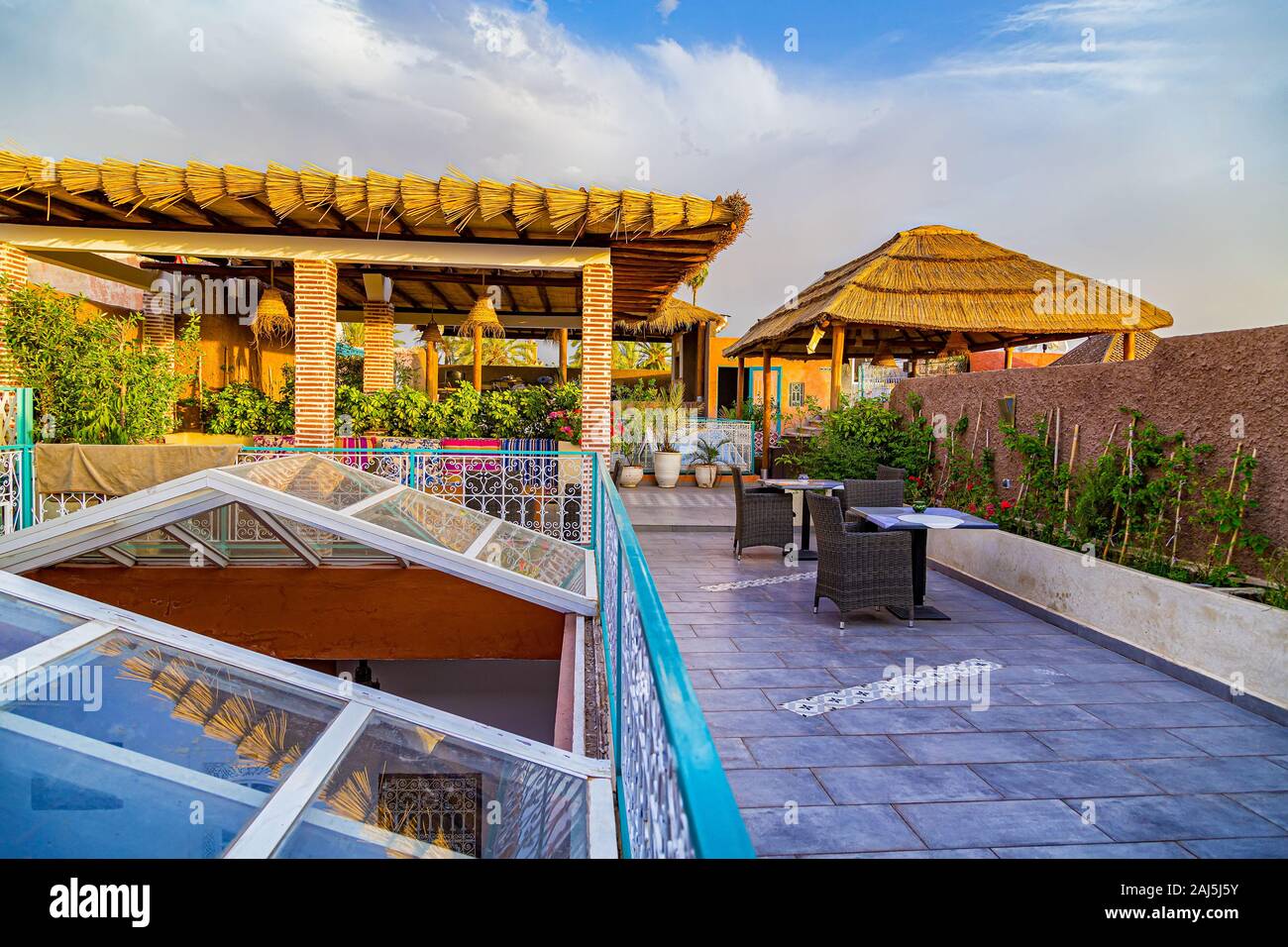 Rooftop of a traditional riad in Medina of Marrakesh,Morocco Stock ...