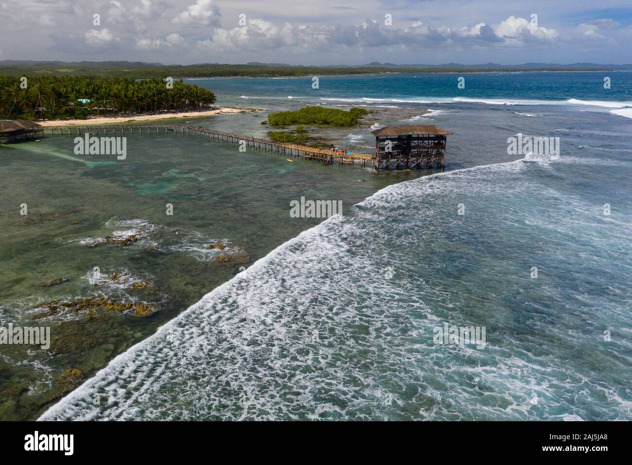Aerial view of Cloud 9 Jetty surf area,Siargao,Philippines Stock Photo ...