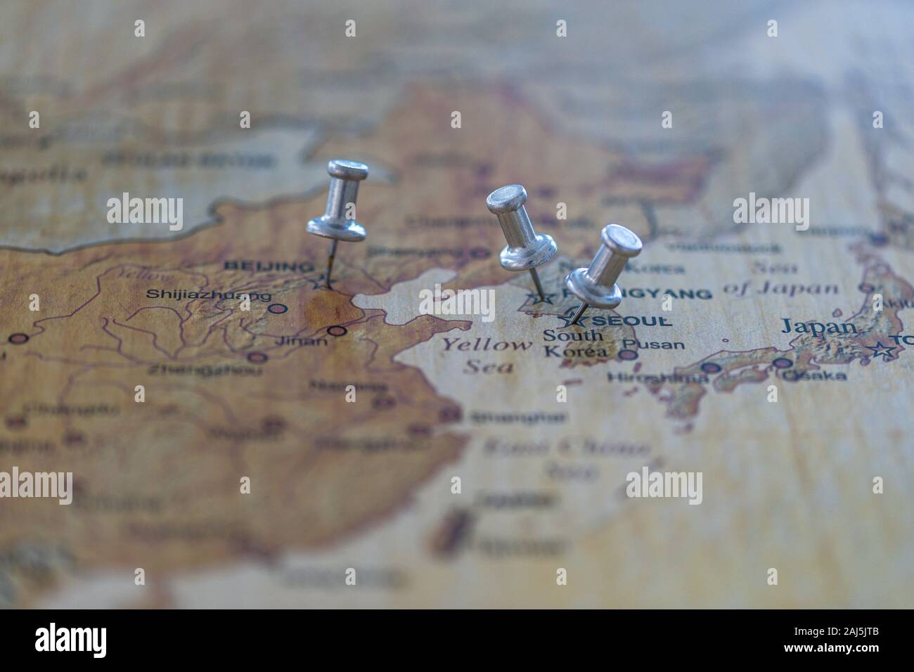 world map with map pins in some capital cities Stock Photo - Alamy