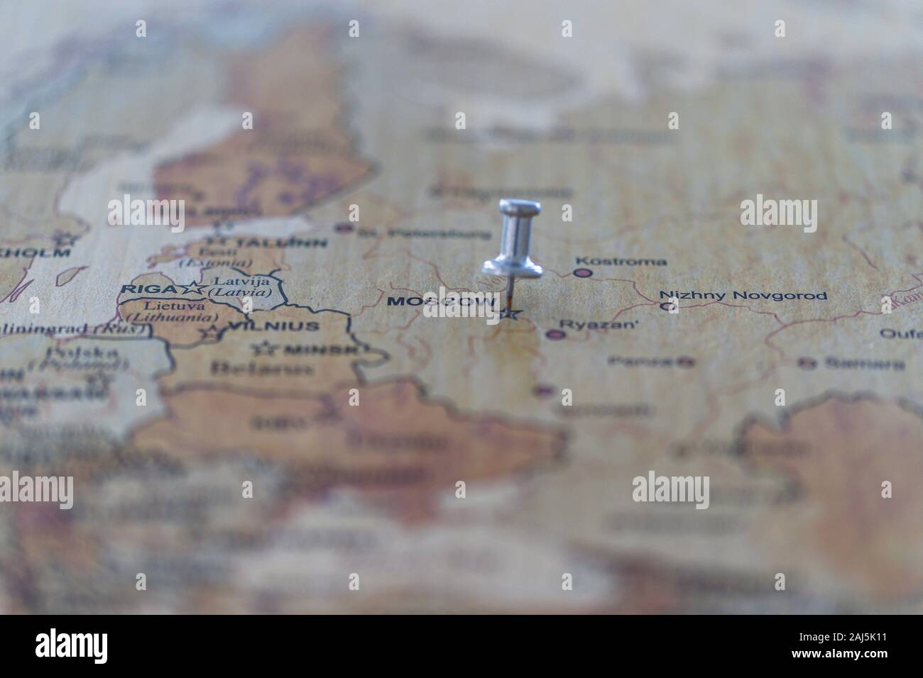 world map with map pins in some capital cities Stock Photo - Alamy