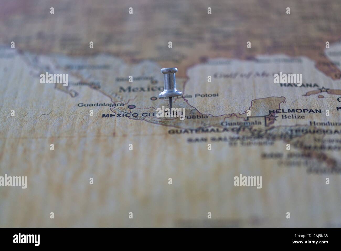world map with map pins in some capital cities Stock Photo - Alamy