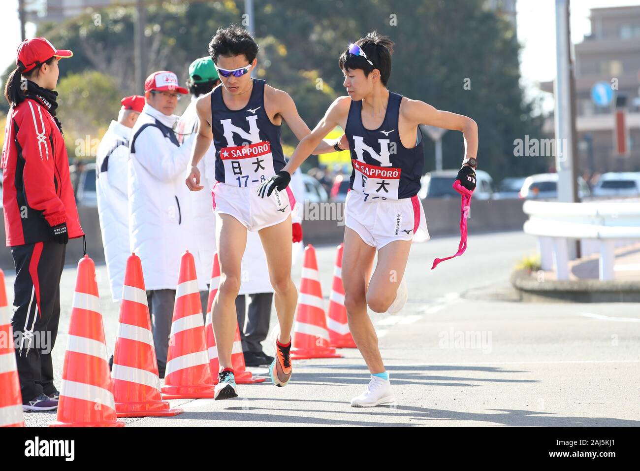 Kanagawa, Japan. 3rd Jan, 2020. (L-R) Gaku Wakayama, Hiroki Hashiguchi ...