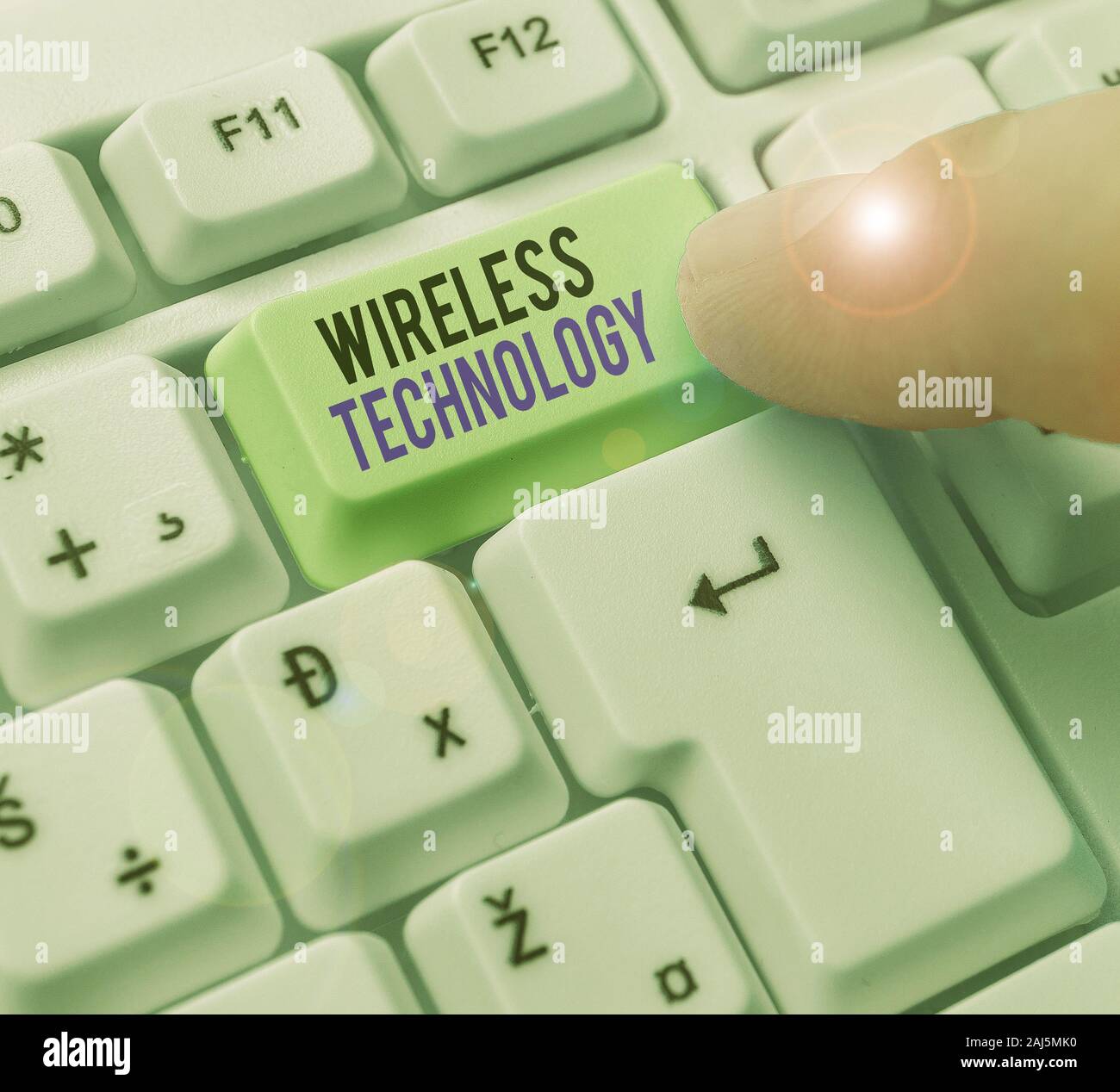 Conceptual hand writing showing Wireless Technology. Concept meaning a ...