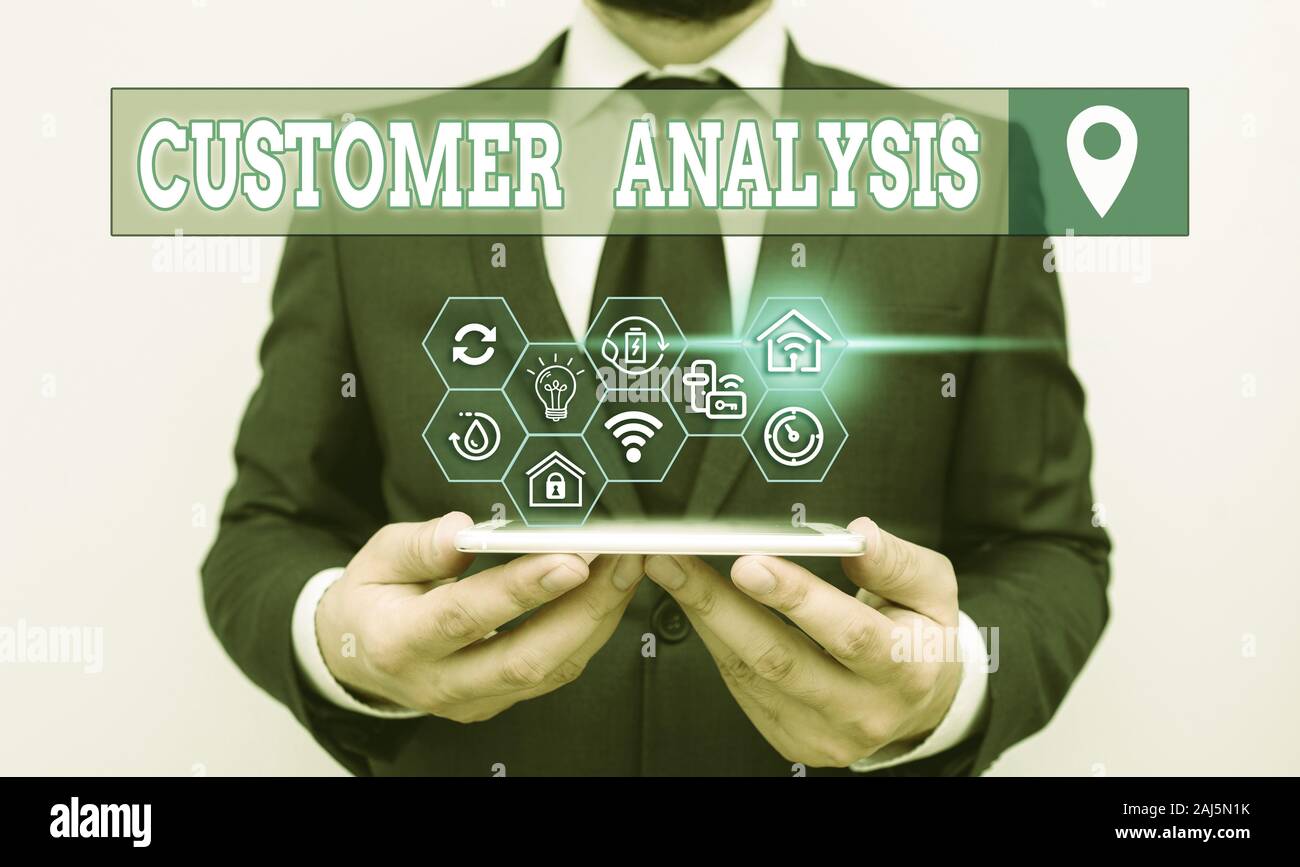 Writing note showing Customer Analysis. Business concept for systematic ...