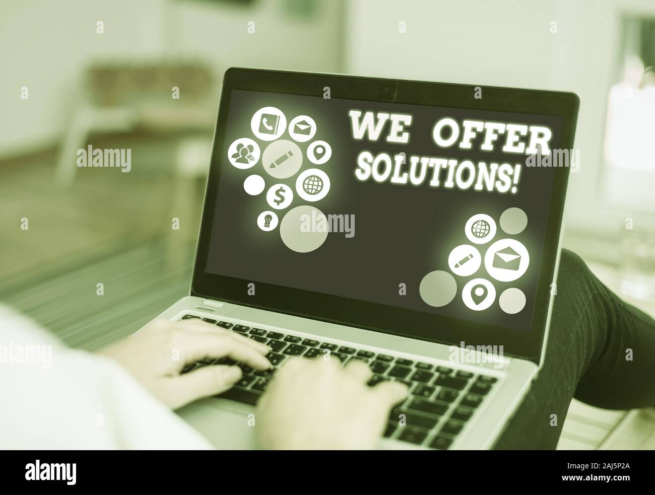 Handwriting text writing We Offer Solutions. Conceptual photo Offering ...