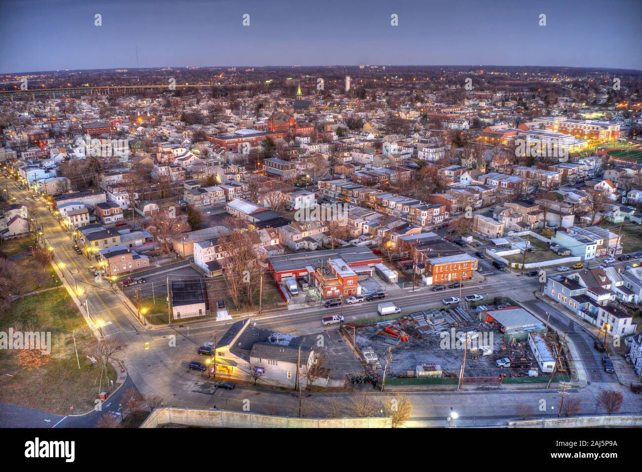 Aerial View of Delaware Riverfront City of Gloucester New Jersey Stock ...