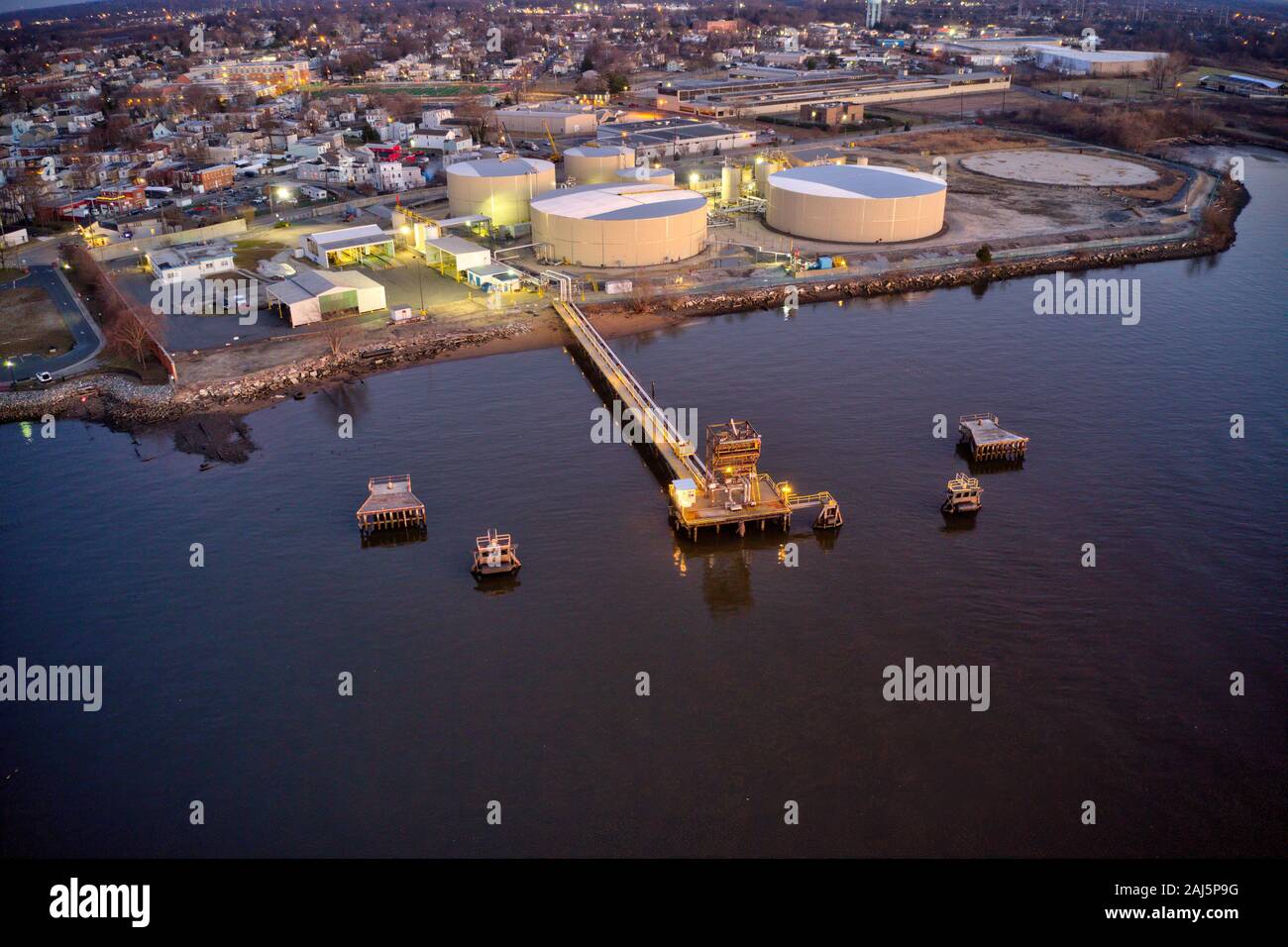Aerial View of Refinery on the Delaware River New Jersey Stock Photo ...