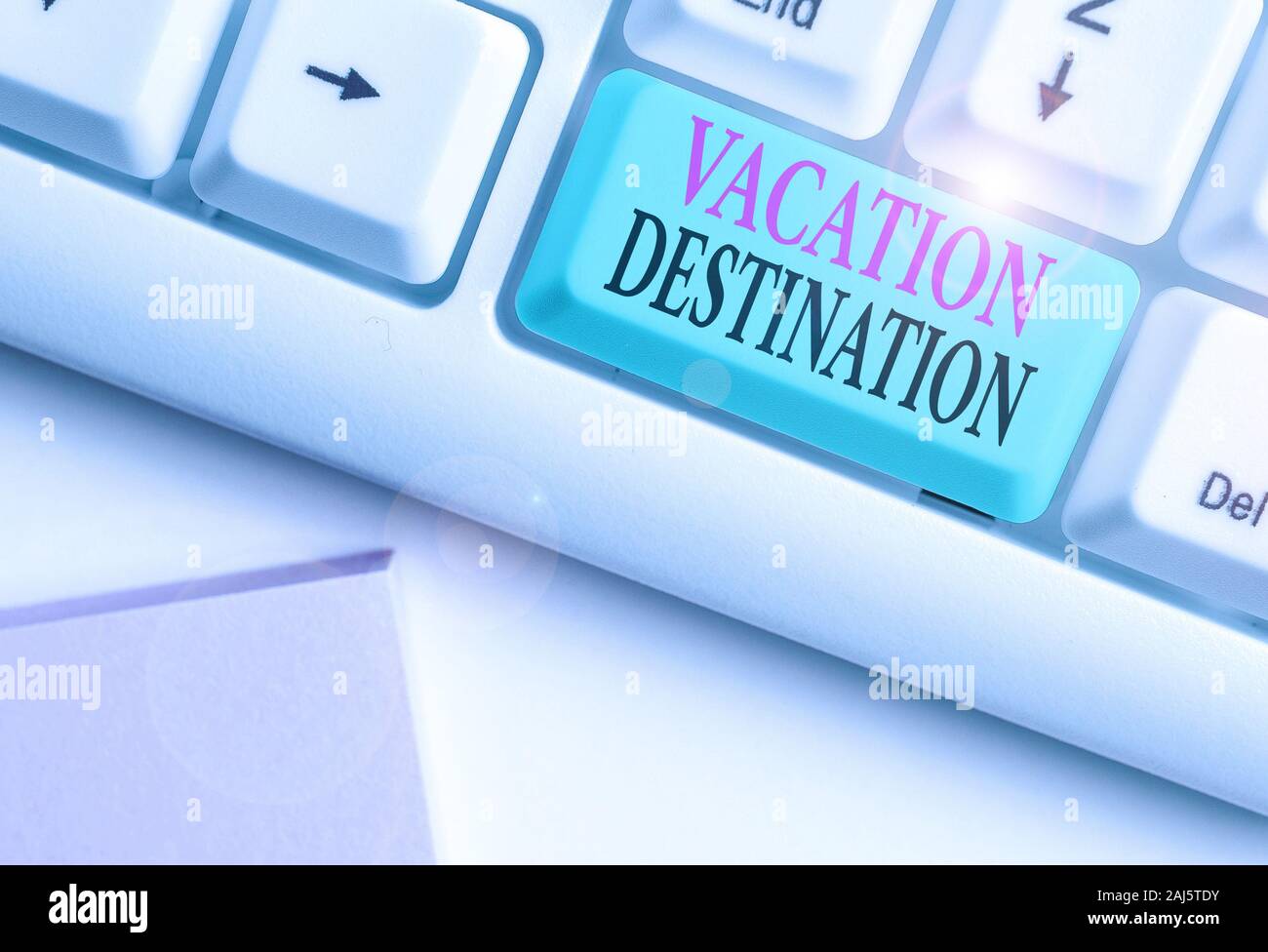 Conceptual hand writing showing Vacation Destination. Concept meaning a ...