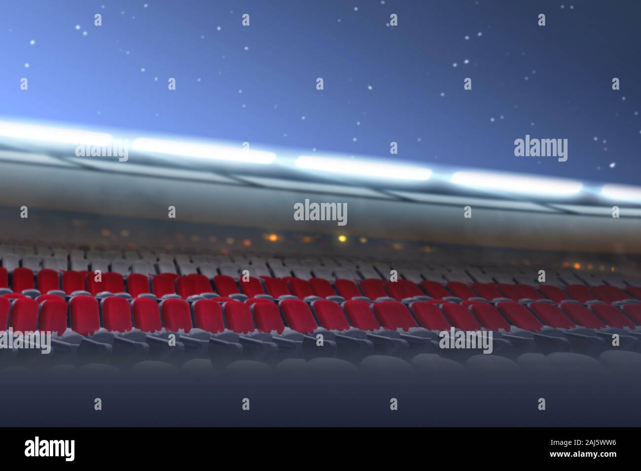 Tribune seat with spotlights on the stadium sport Stock Photo - Alamy