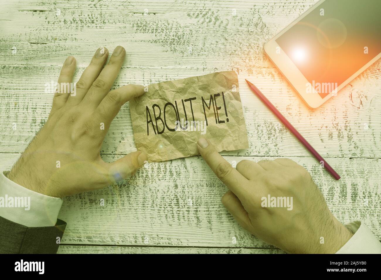 Text sign showing About Me. Business photo showcasing telling someone ...