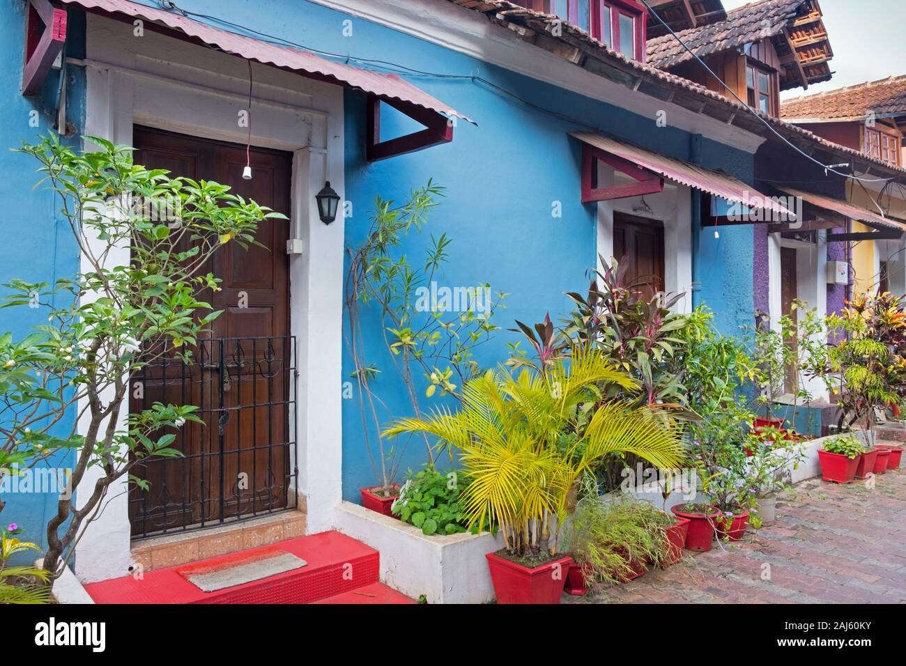 Colourful houses Fontainhas Panjim Goa India Stock Photo - Alamy