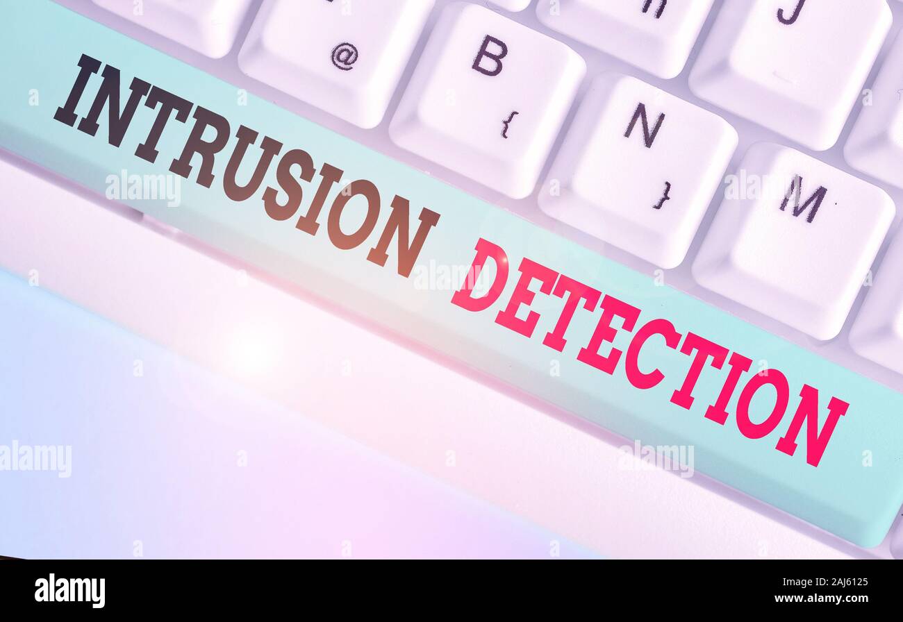 Handwriting text writing Intrusion Detection. Conceptual photo monitors ...