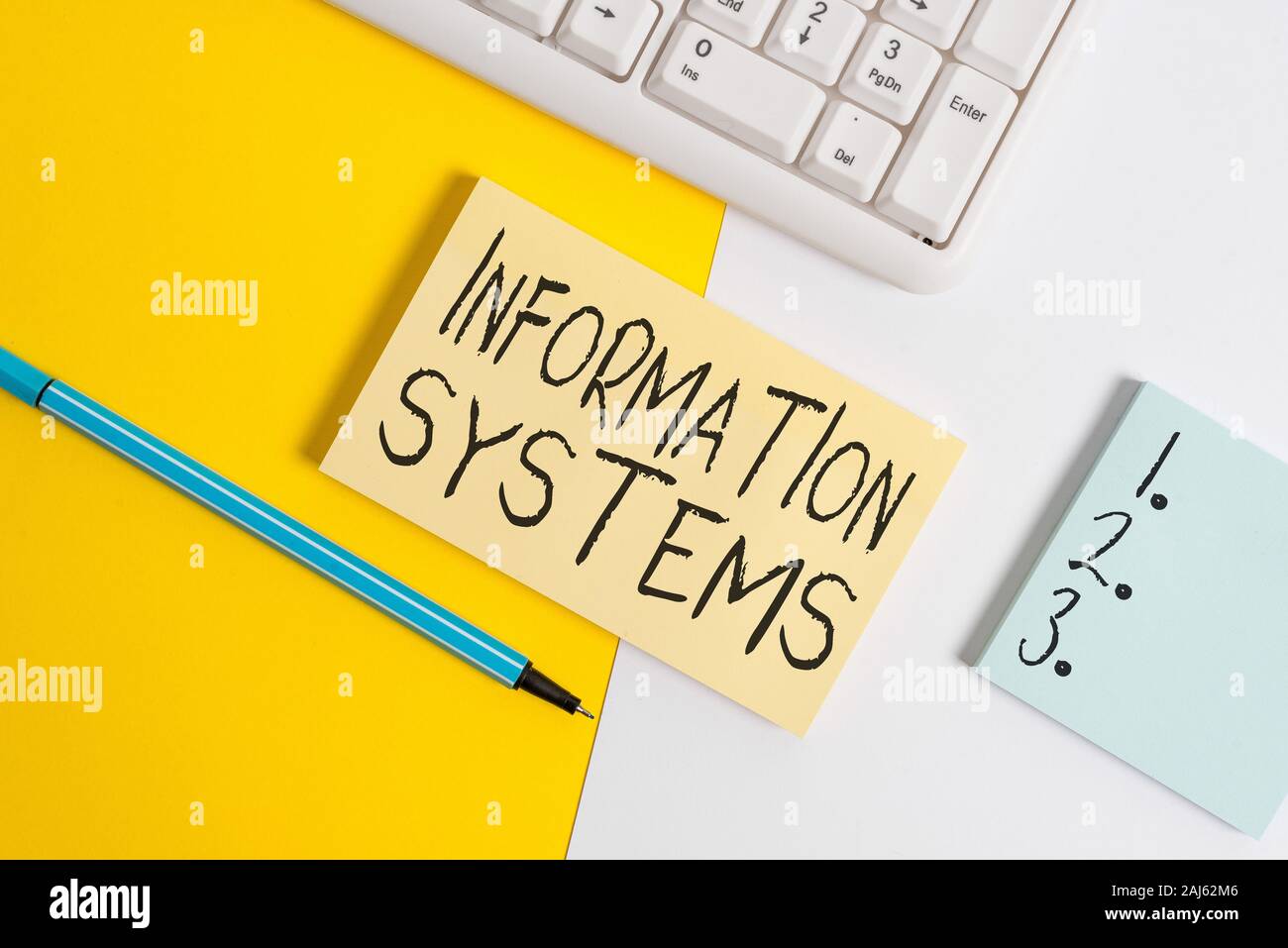 Writing note showing Information Systems. Business concept for study of ...