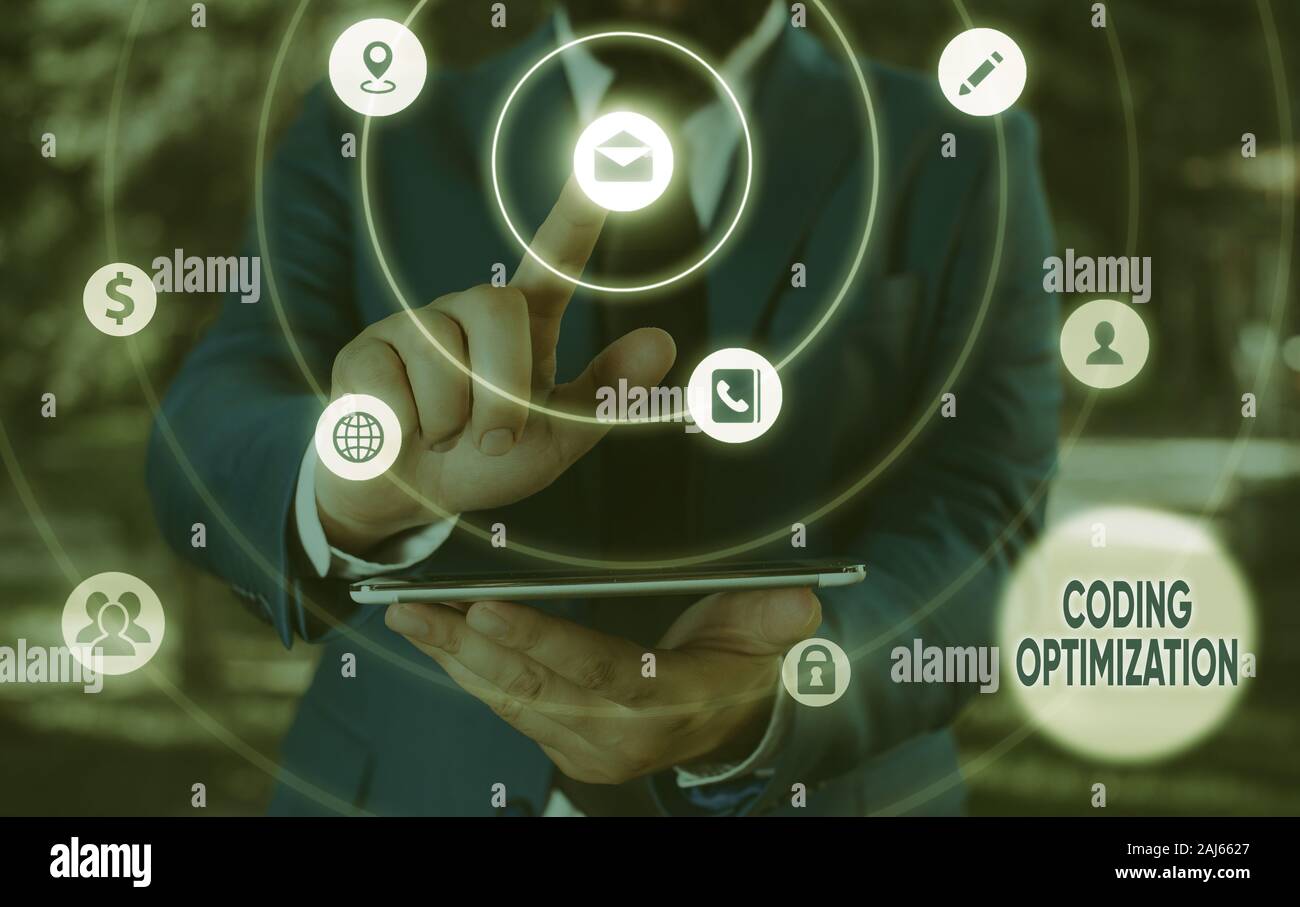 Word writing text Coding Optimization. Business photo showcasing method ...