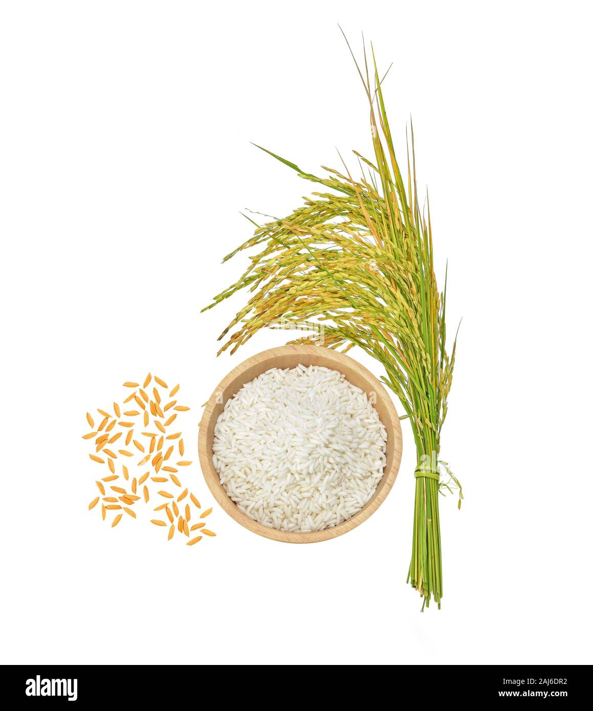 Top view of rice grains isolated on white background Stock Photo - Alamy