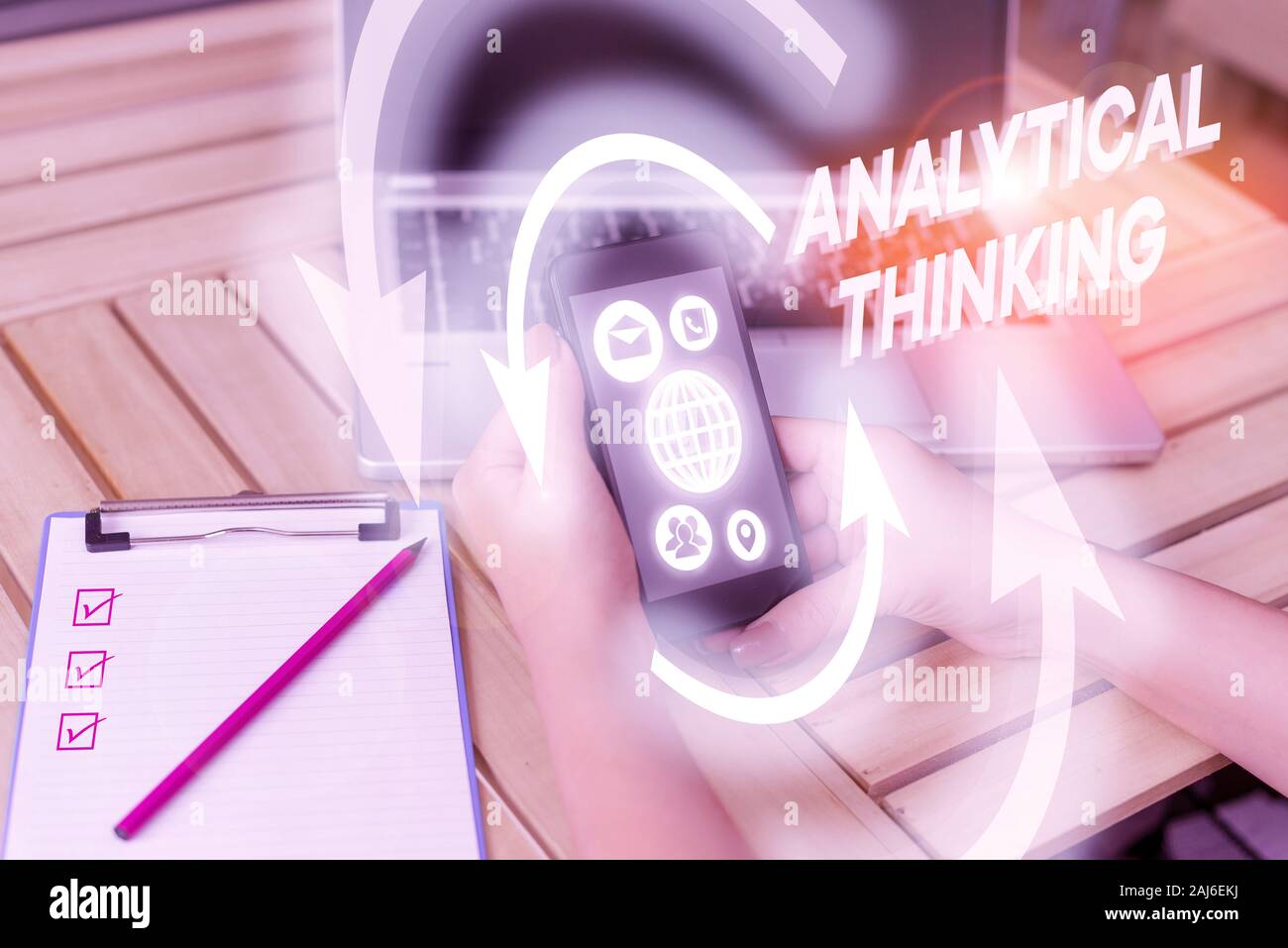 Writing note showing Analytical Thinking. Business concept for break down complex problems into ...