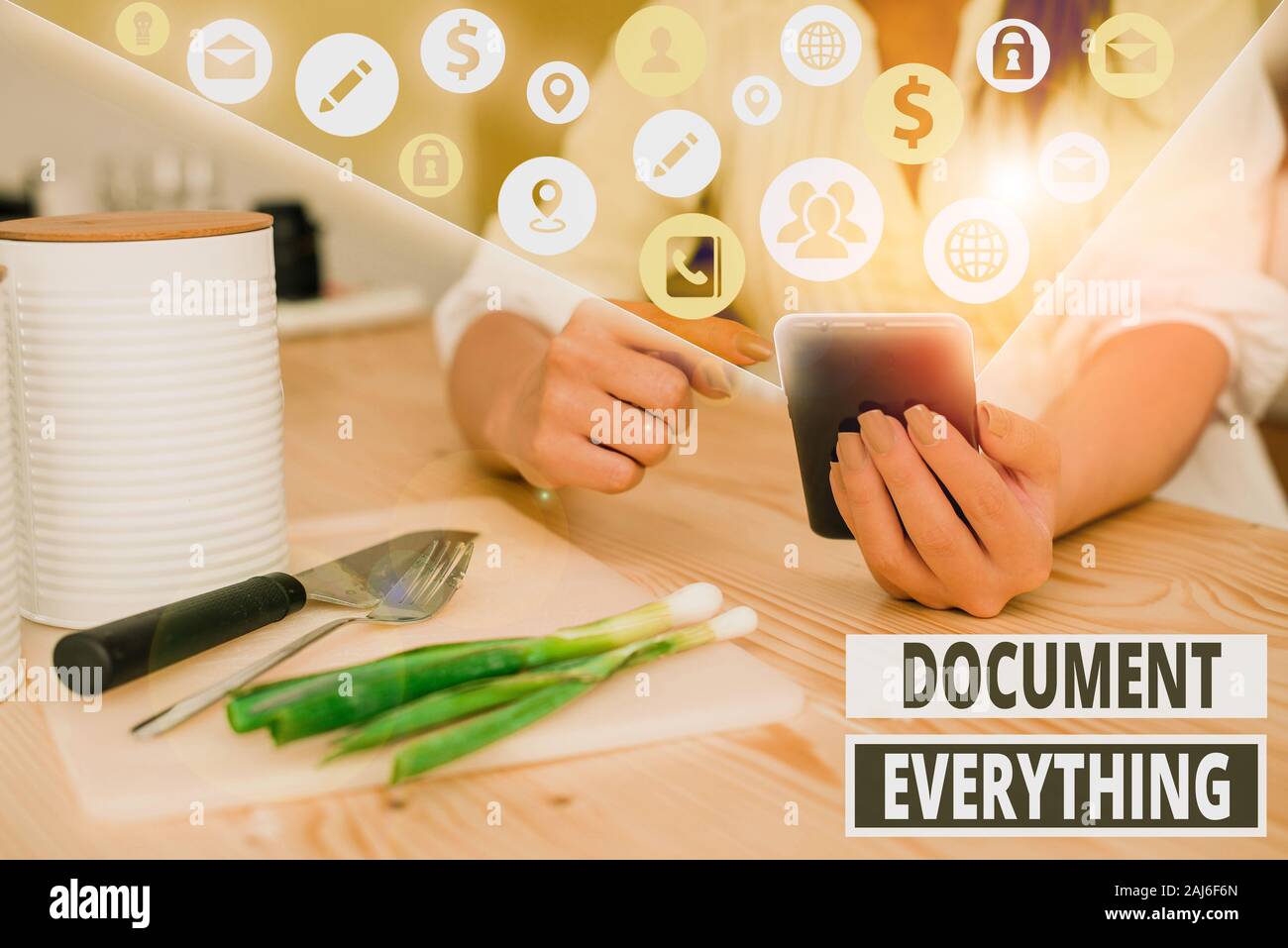 Writing note showing Document Everything. Business concept for computer ...