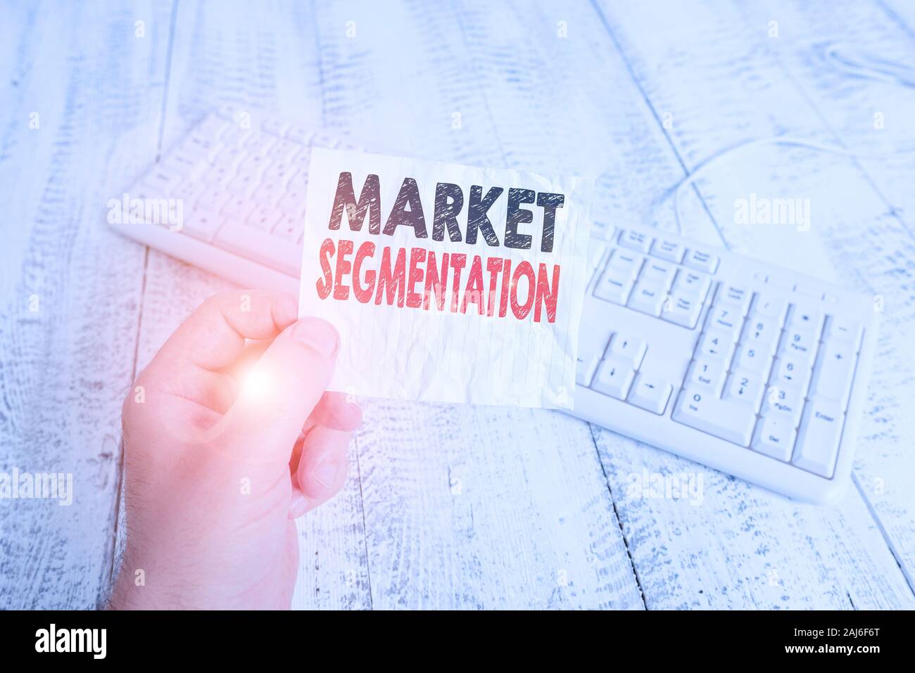 Writing note showing Market Segmentation. Business concept for dividing ...