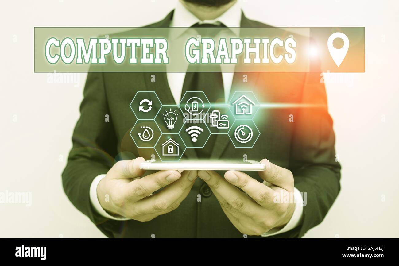 Writing note showing Computer Graphics. Business concept for visual ...