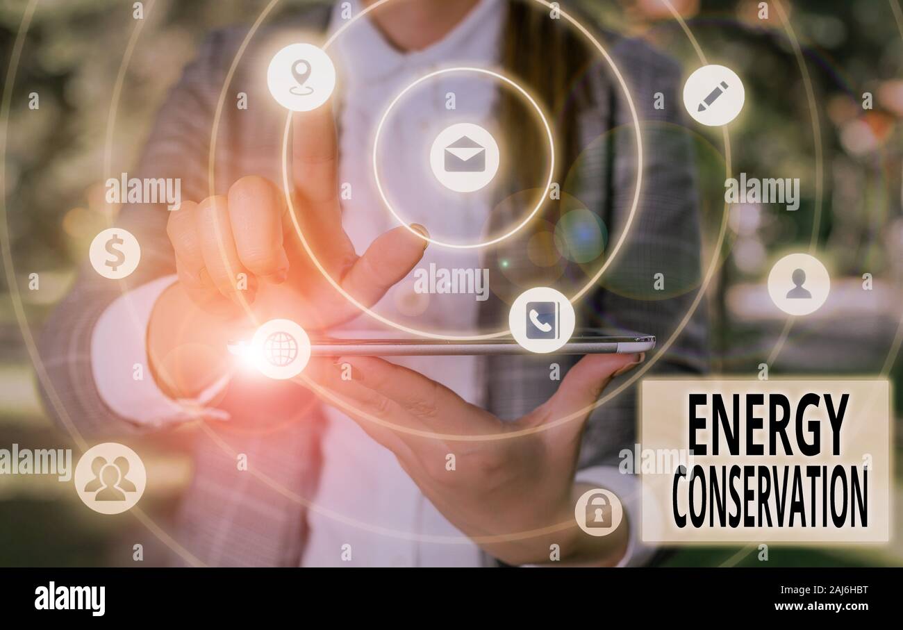 Handwriting text Energy Conservation. Conceptual photo Reduction in the ...