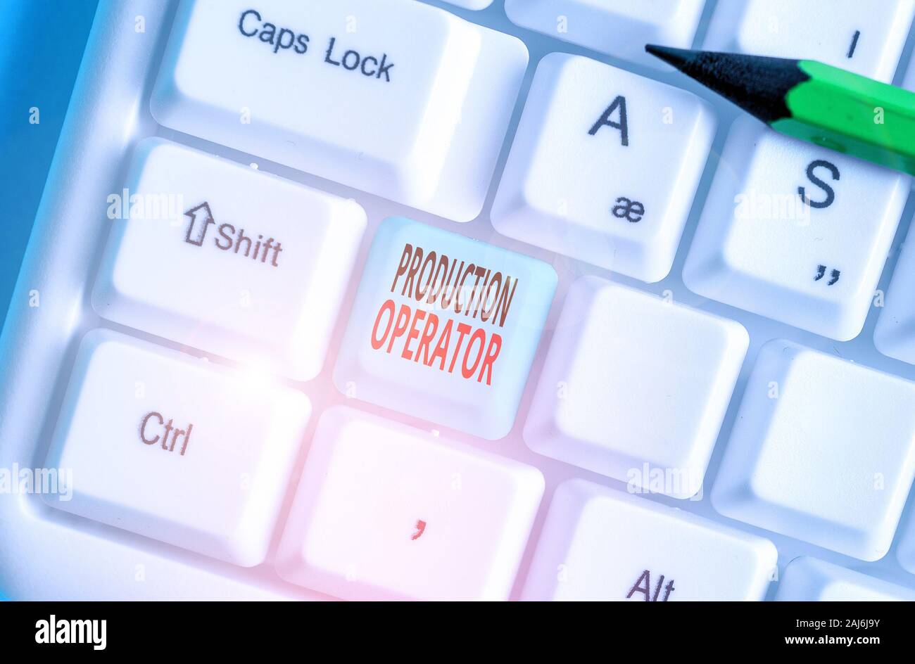 Handwriting text writing Production Operator. Conceptual photo control ...