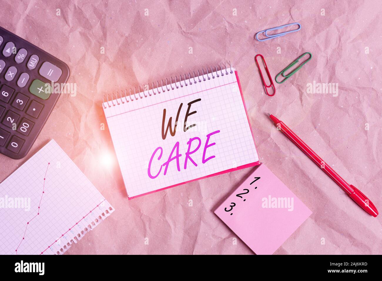 Conceptual hand writing showing We Care. Concept meaning Cherishing ...