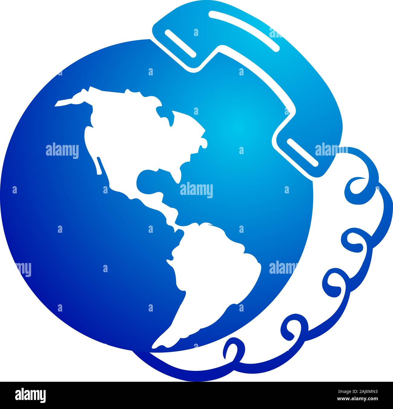 Globe sign with phone handset Stock Photo - Alamy