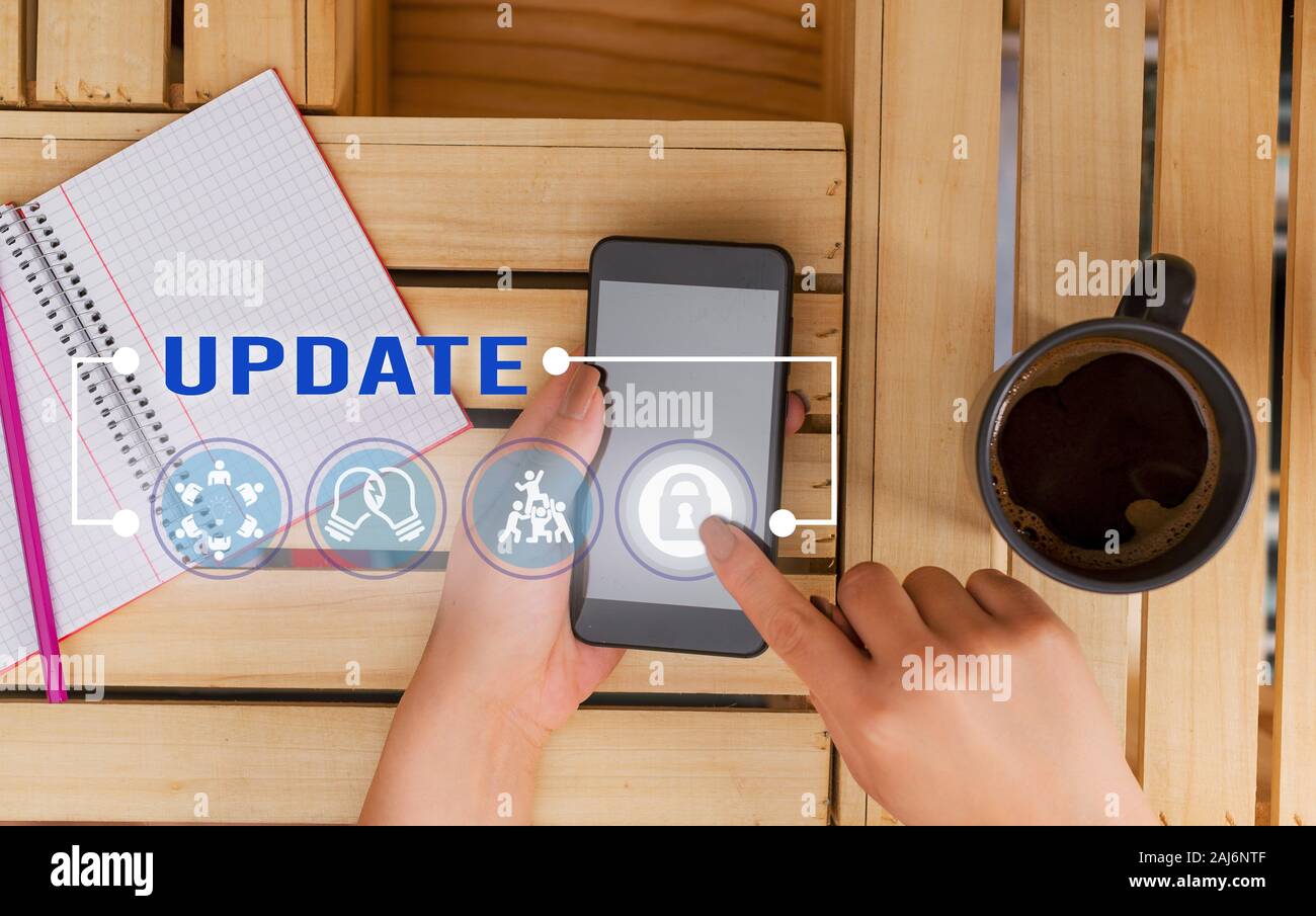 Handwriting text writing Update. Conceptual photo by adding new ...