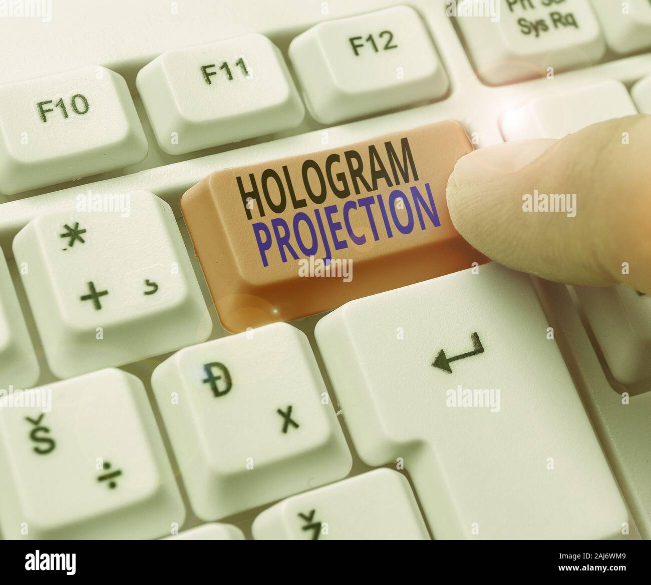 Handwriting text writing Hologram Projection. Conceptual photo ...