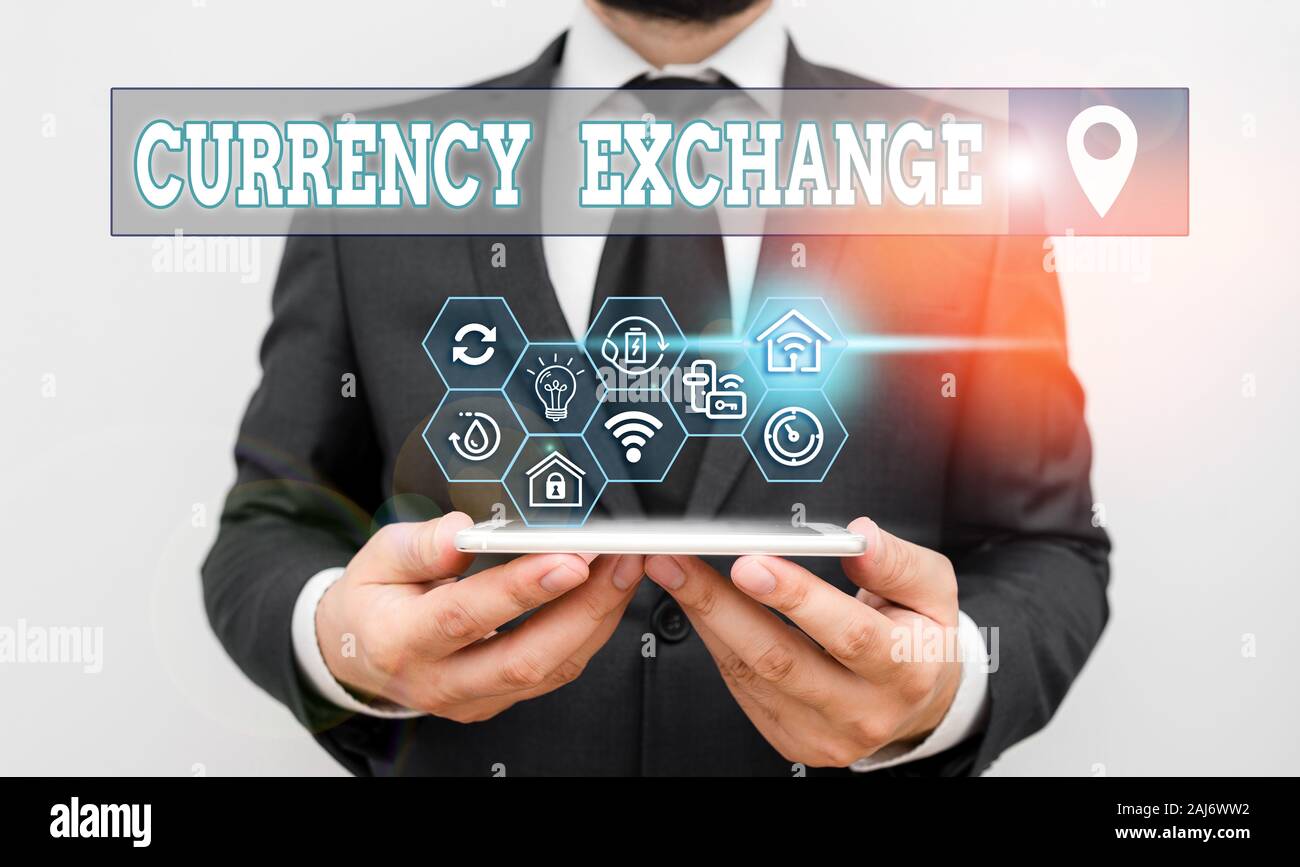 Writing note showing Currency Exchange. Business concept for rate at ...