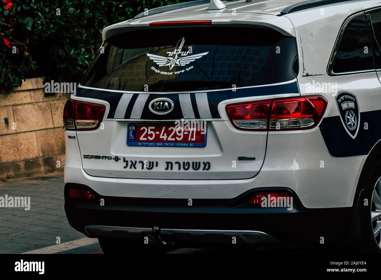Tel Aviv January 01, 2020 View of a Israeli police car in the streets ...