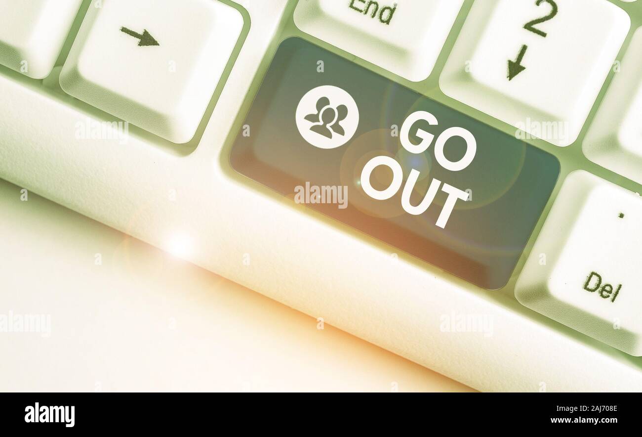 Text sign showing Go Out. Business photo text to leave a room or ...