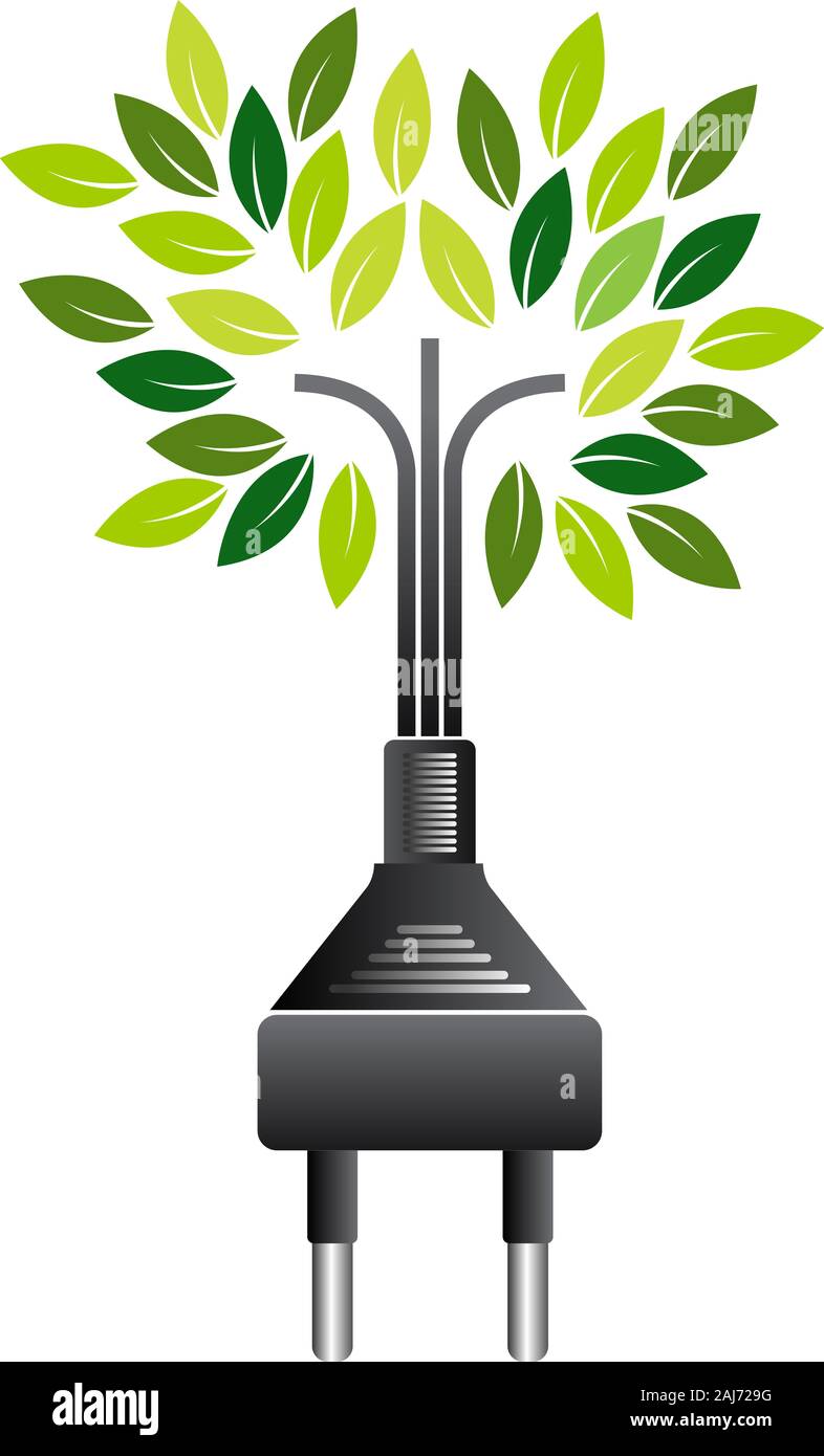 electrical plug green tree Stock Photo - Alamy