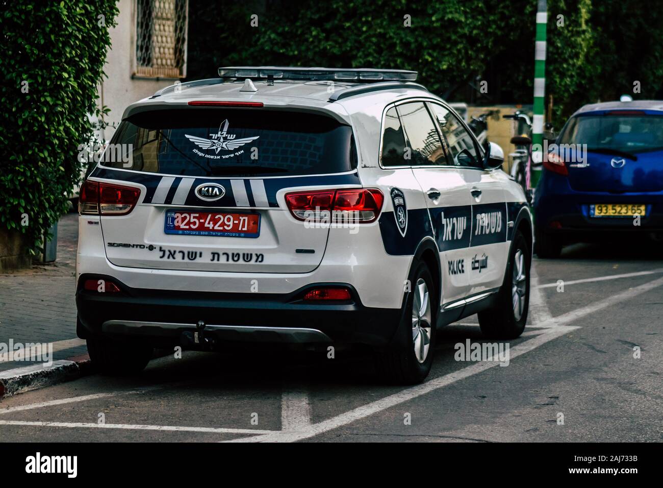 Tel Aviv January 01, 2020 View of a Israeli police car in the streets ...