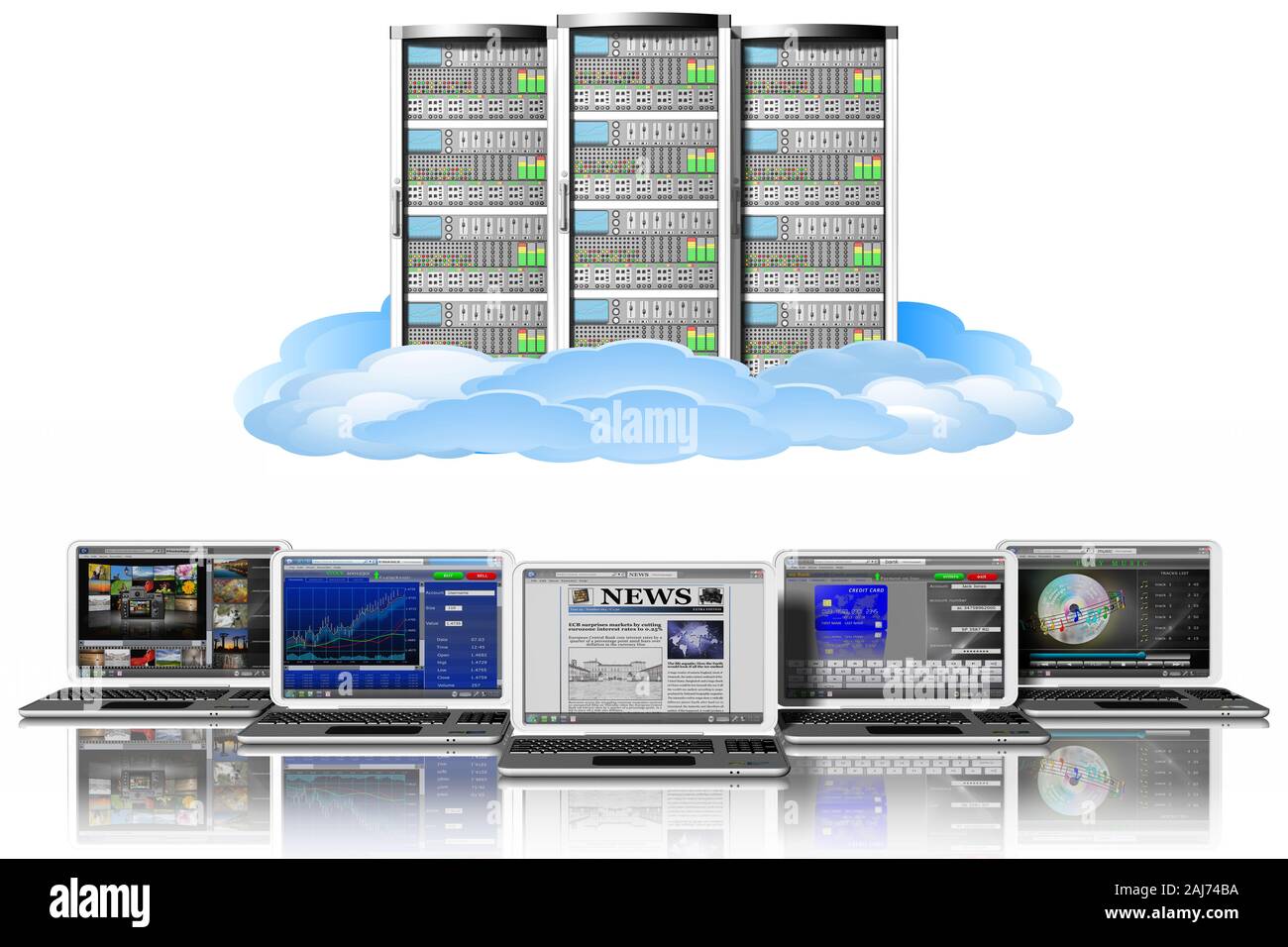 3d Illustration Server Computer Data Connection And Storing Computer 4155