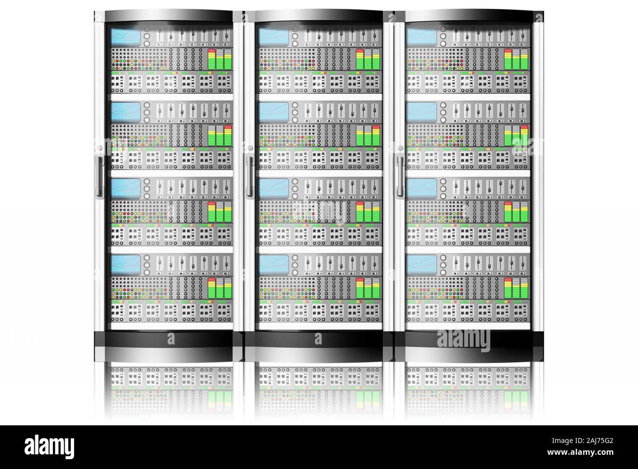3D illustration. Server computer data. Connection and storing computer ...