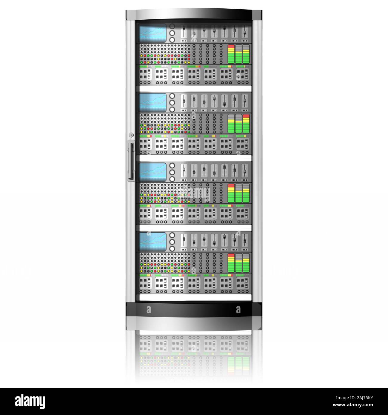 3D illustration. Server computer data. Connection and storing computer ...