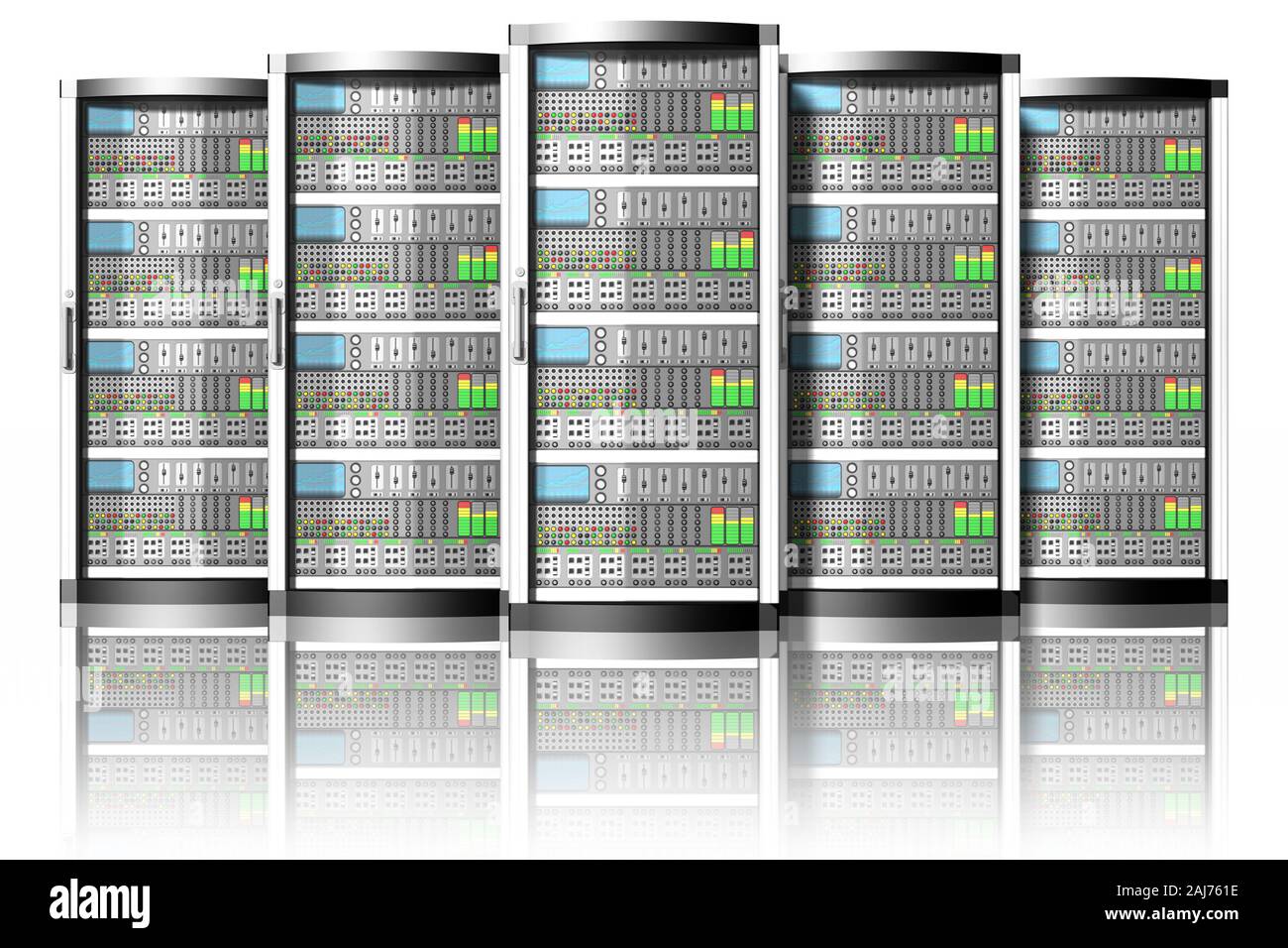 3d Illustration Server Computer Data Connection And Storing Computer 5243